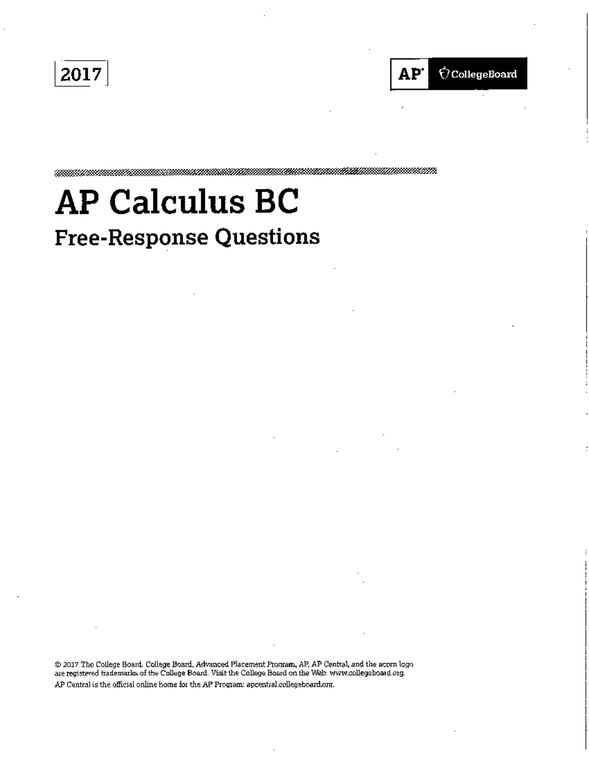 2017 AP Calculus BC Free Response Questions & Scoring Guidelines - Studocu
