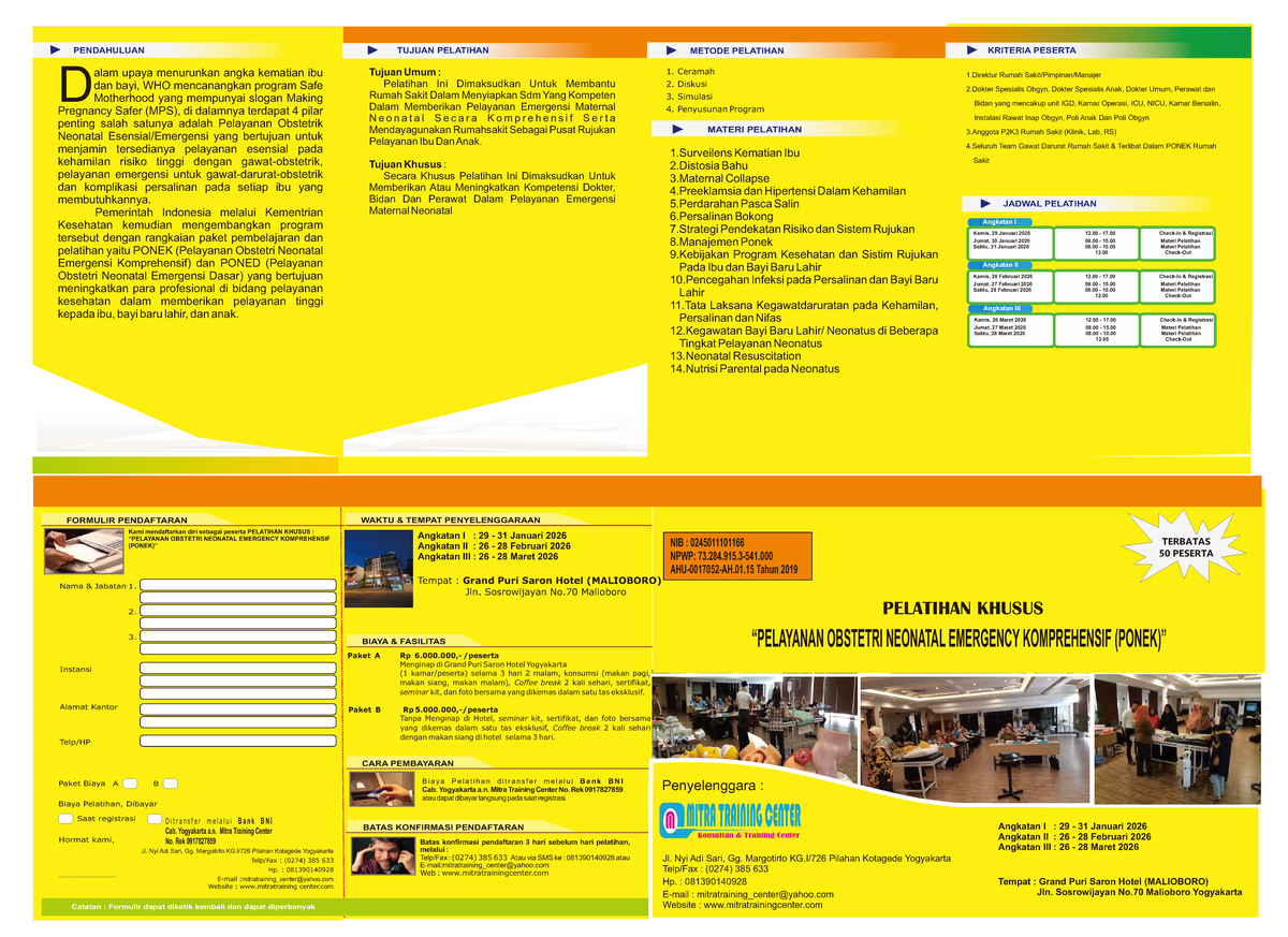 Brosur Pelatihan PONEK: Obstetri Neonatal Emergensi 2026 - Studocu