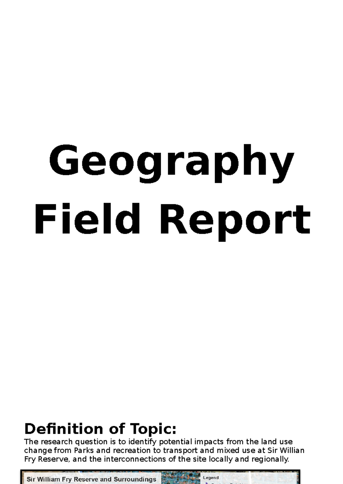 Geography Field Report: Impacts of Land Use Change at SWFR - Studocu