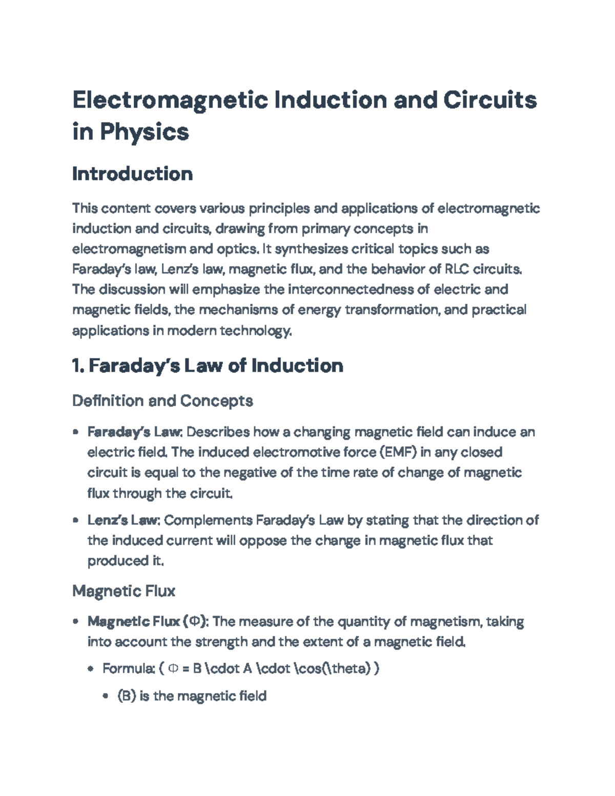 Electromagnetic Induction & Circuits: Principles & Applications in ...