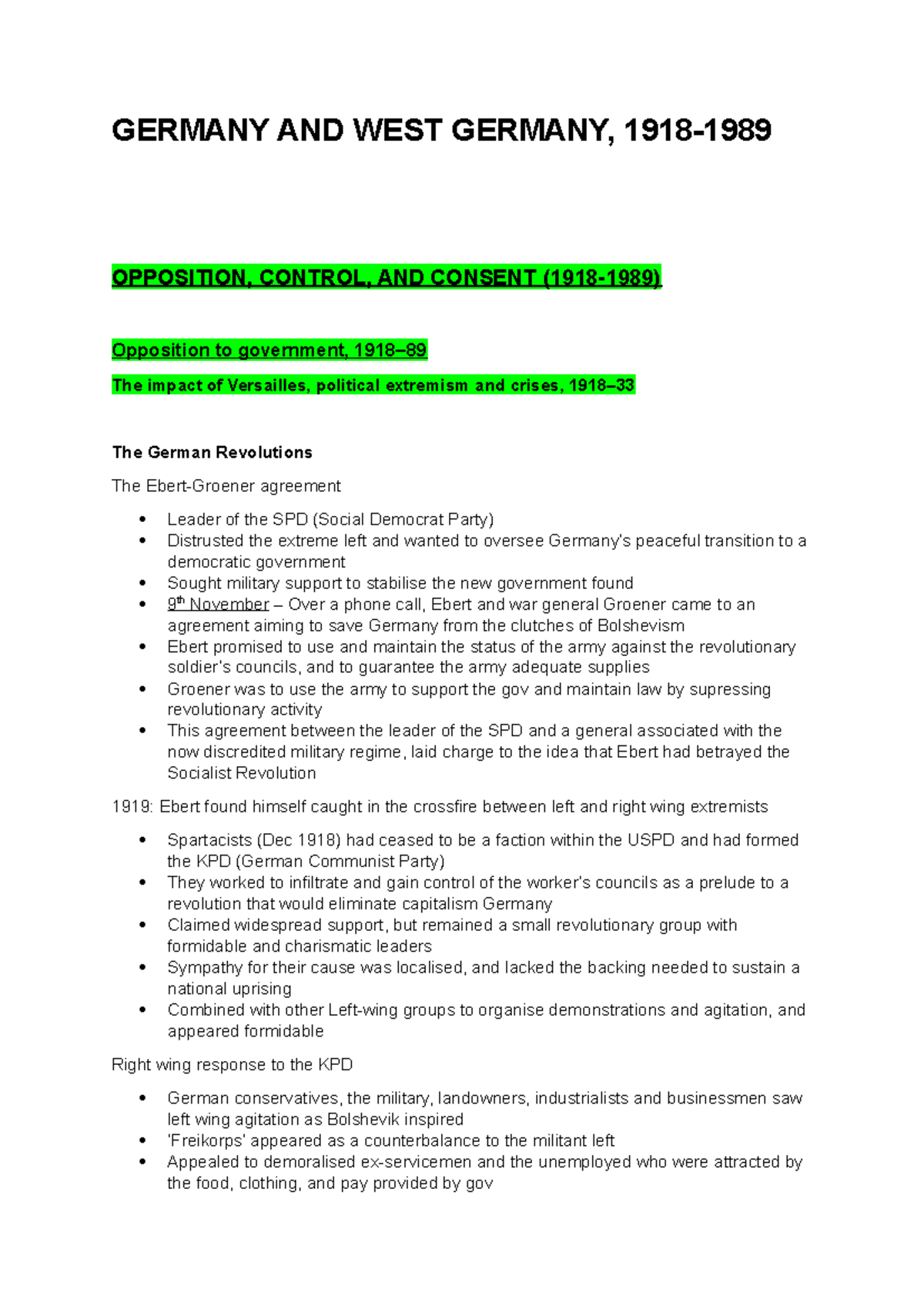 HIST 101: Germany and West Germany - Opposition and Control Overview ...