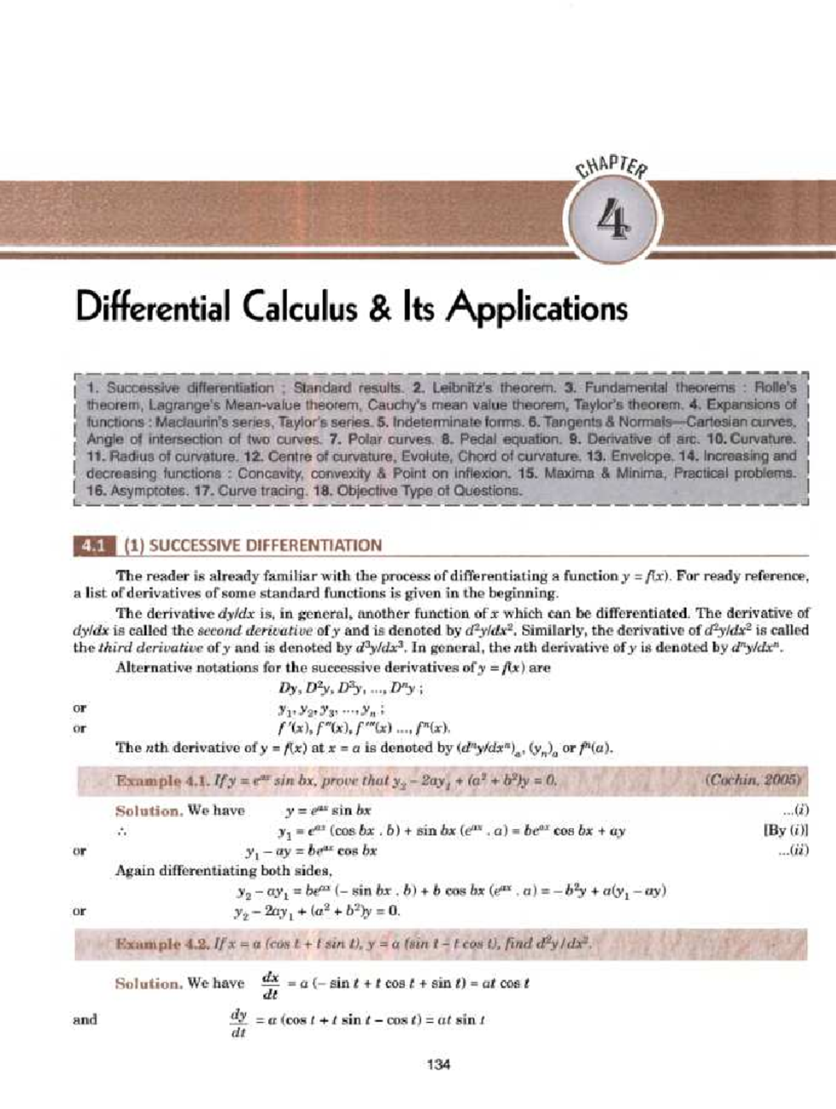 CHAPTER 4 Differential Calculus: Successive Differentiation ...