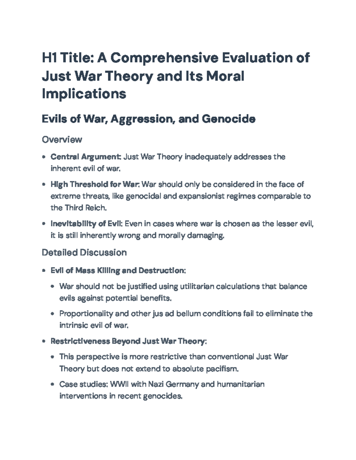Just War Theory: Moral Implications & Ethical Frameworks for War - H1 ...