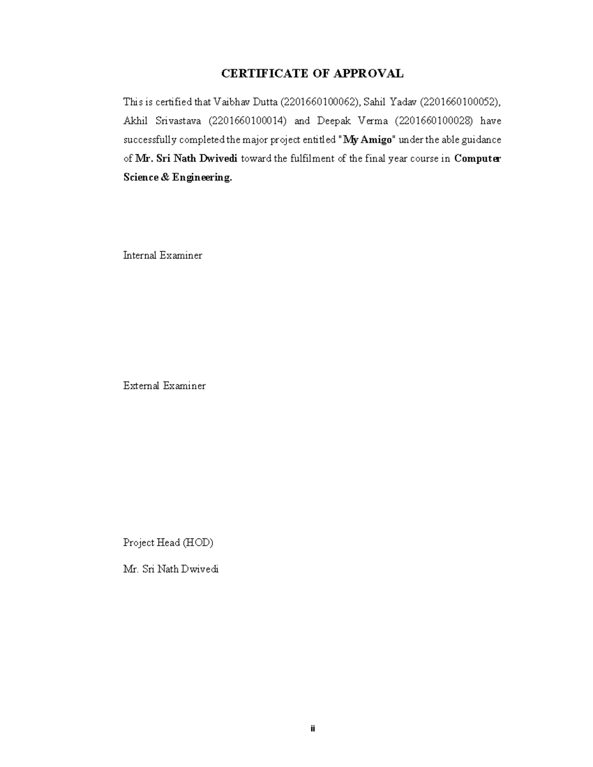B.Tech Project Report: Final Year in CSE - Vaibhav, Sahil, Akhil ...