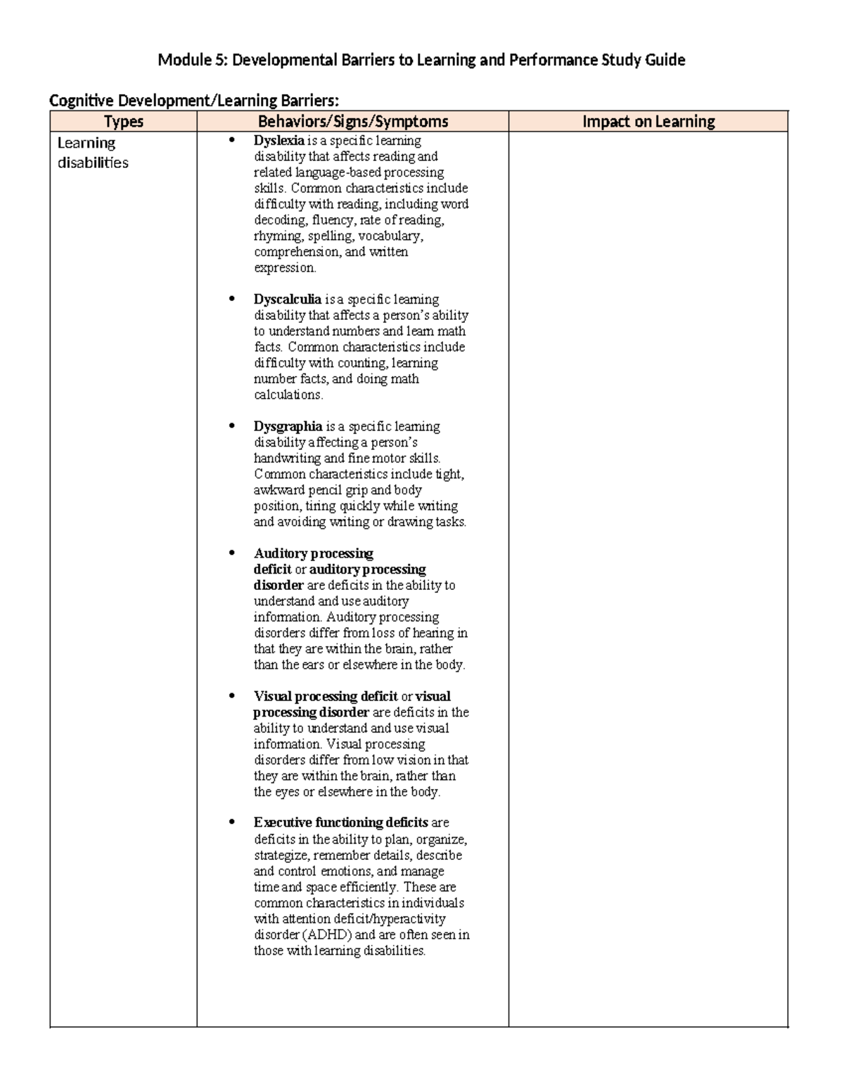 D094 M5 Study Guide - m5. - Module 5: Developmental Barriers to ...