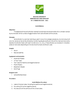 ABO Forward and Reverse – Tube Method - IMMUNOLOGY AND SEROLOGY SY: 1 ...
