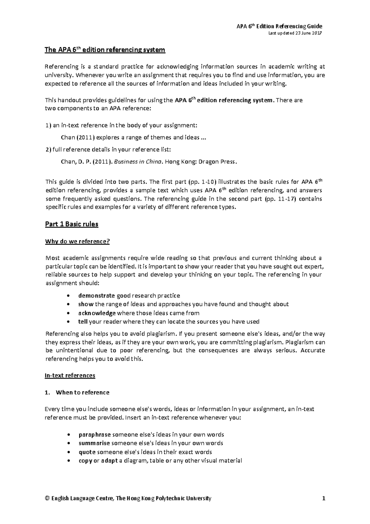 APA 6th Edition Referencing Guide: Essential Tips and Examples - Studocu