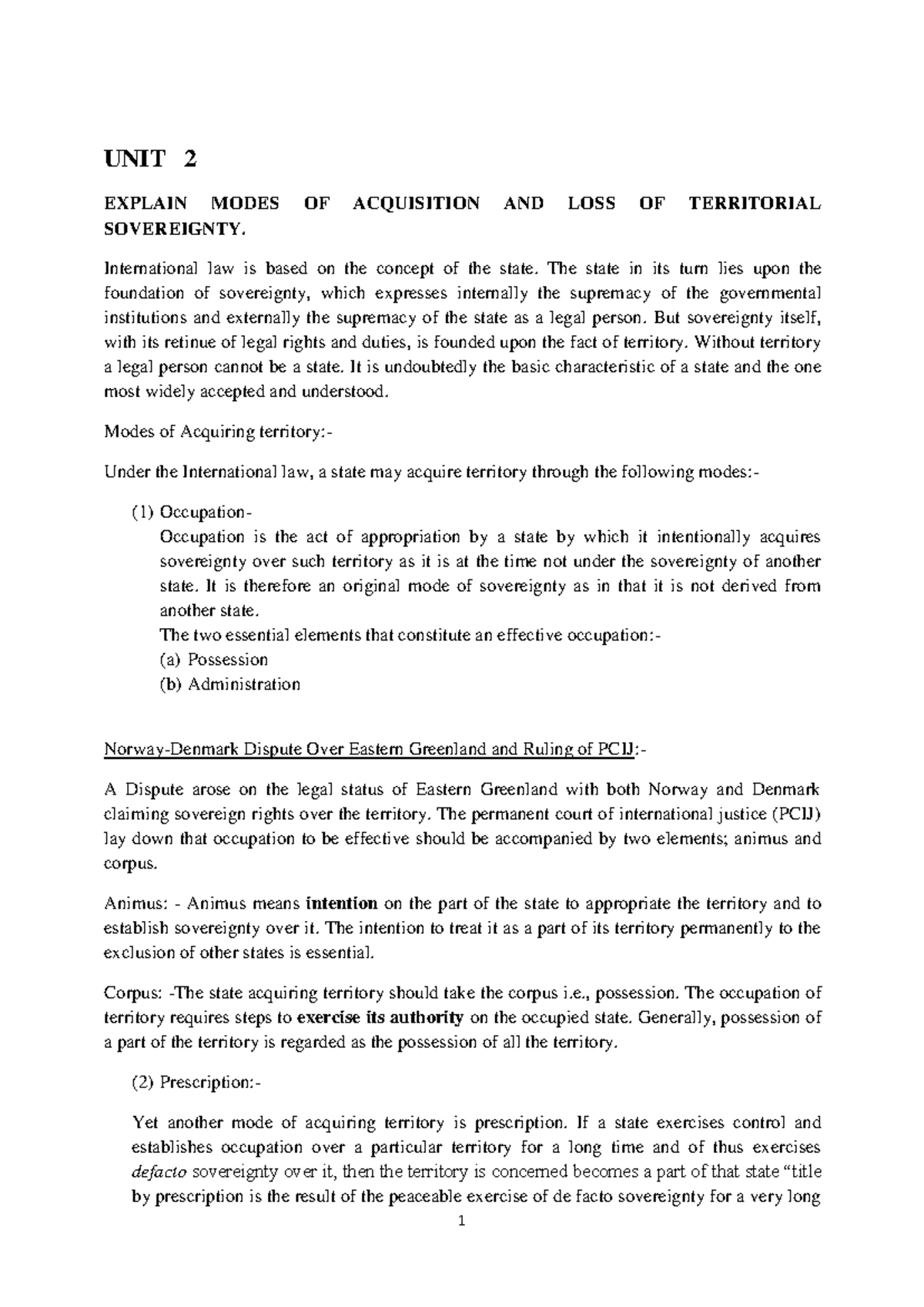 PIL complete notes - UNIT 2 EXPLAIN MODES OF ACQUISITION AND LOSS OF ...