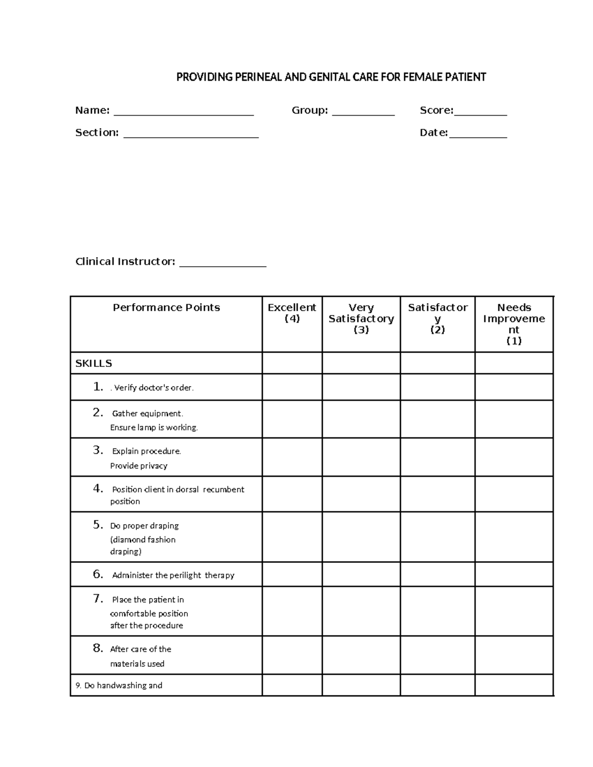 Administering- Perilight- Therapy - PROVIDING PERINEAL AND GENITAL CARE ...