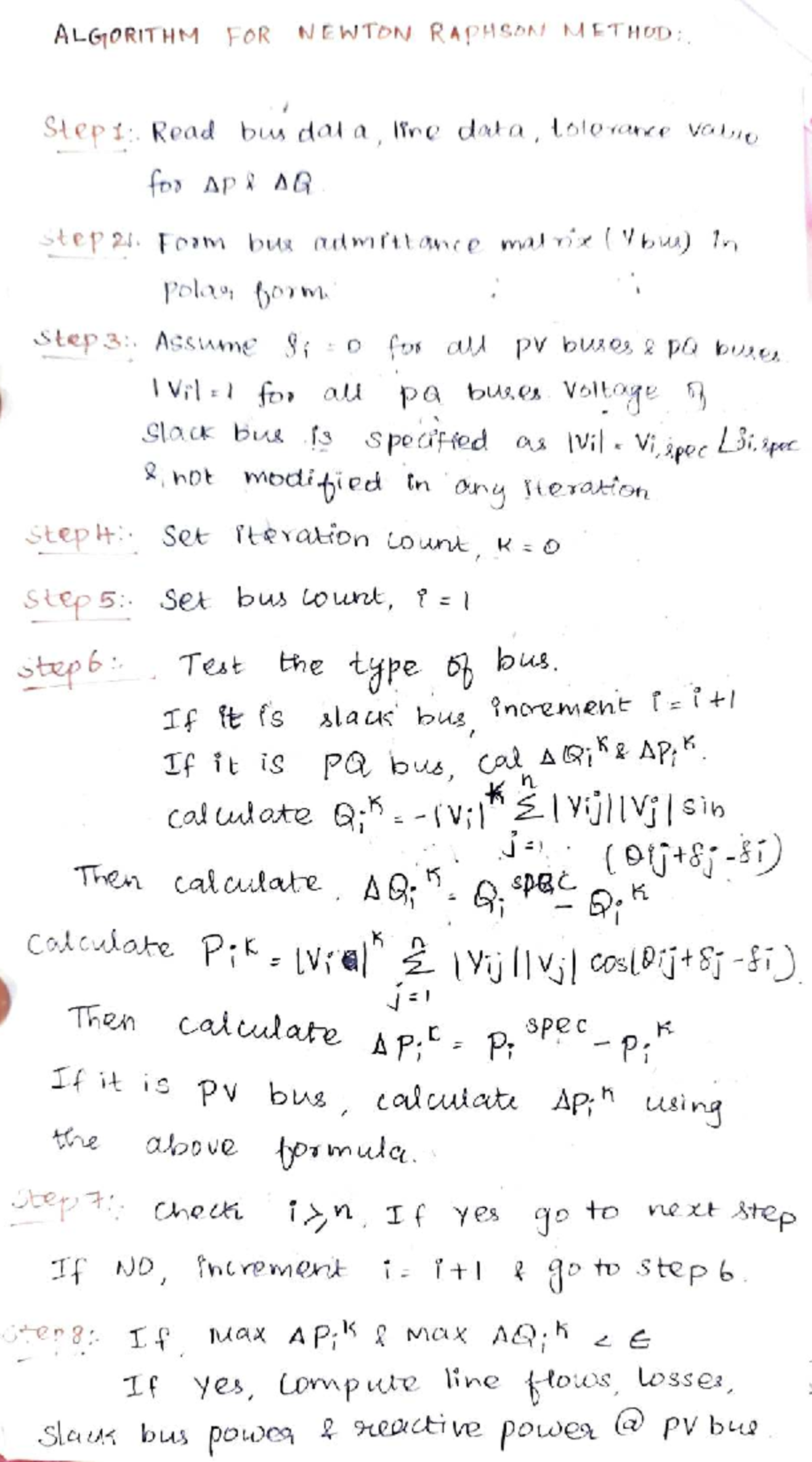 NR Algorithm - Flow Chart for Newton-Raphson Method in Power Flow - Studocu