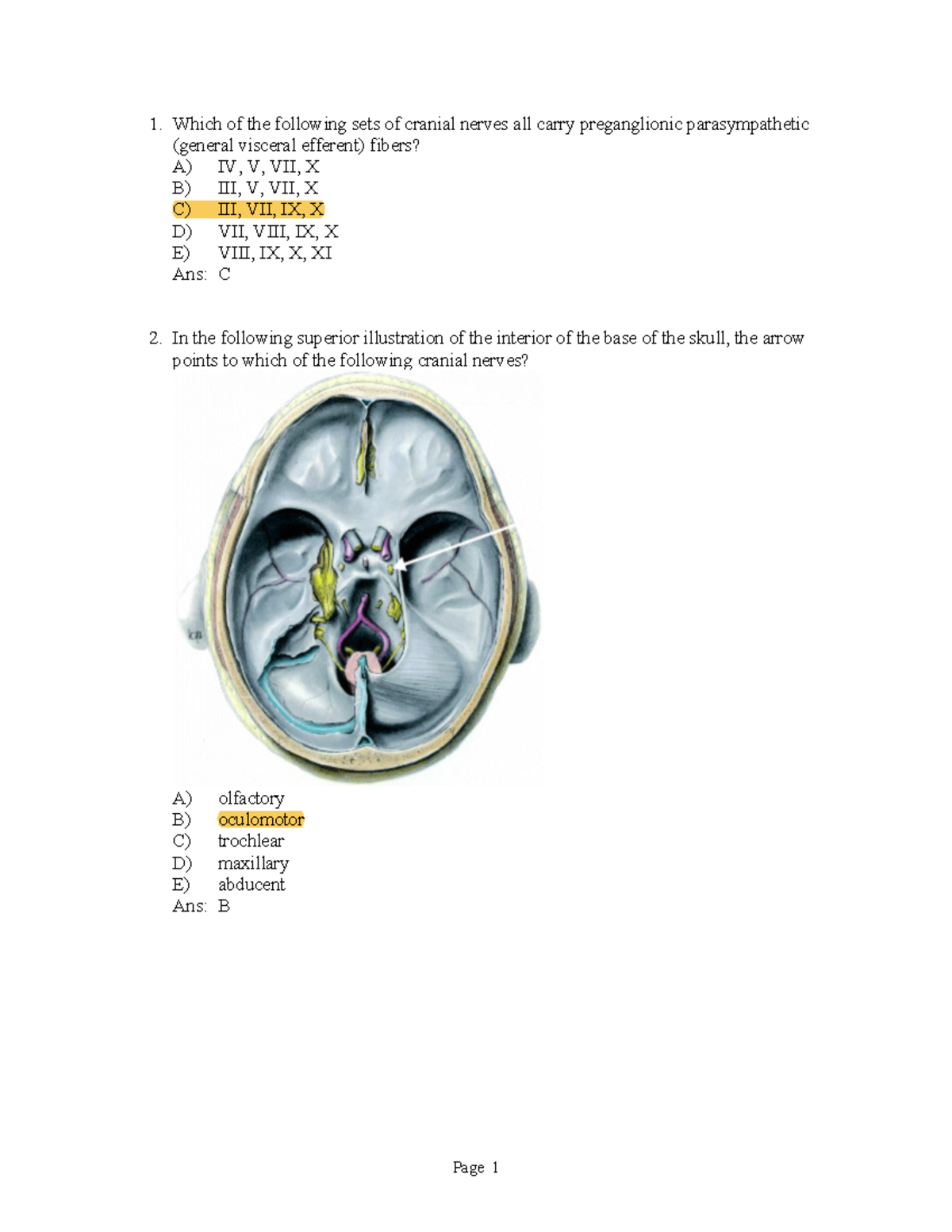 Chapter 9 - Cranial Nerves Overview and Exam Questions - Studocu