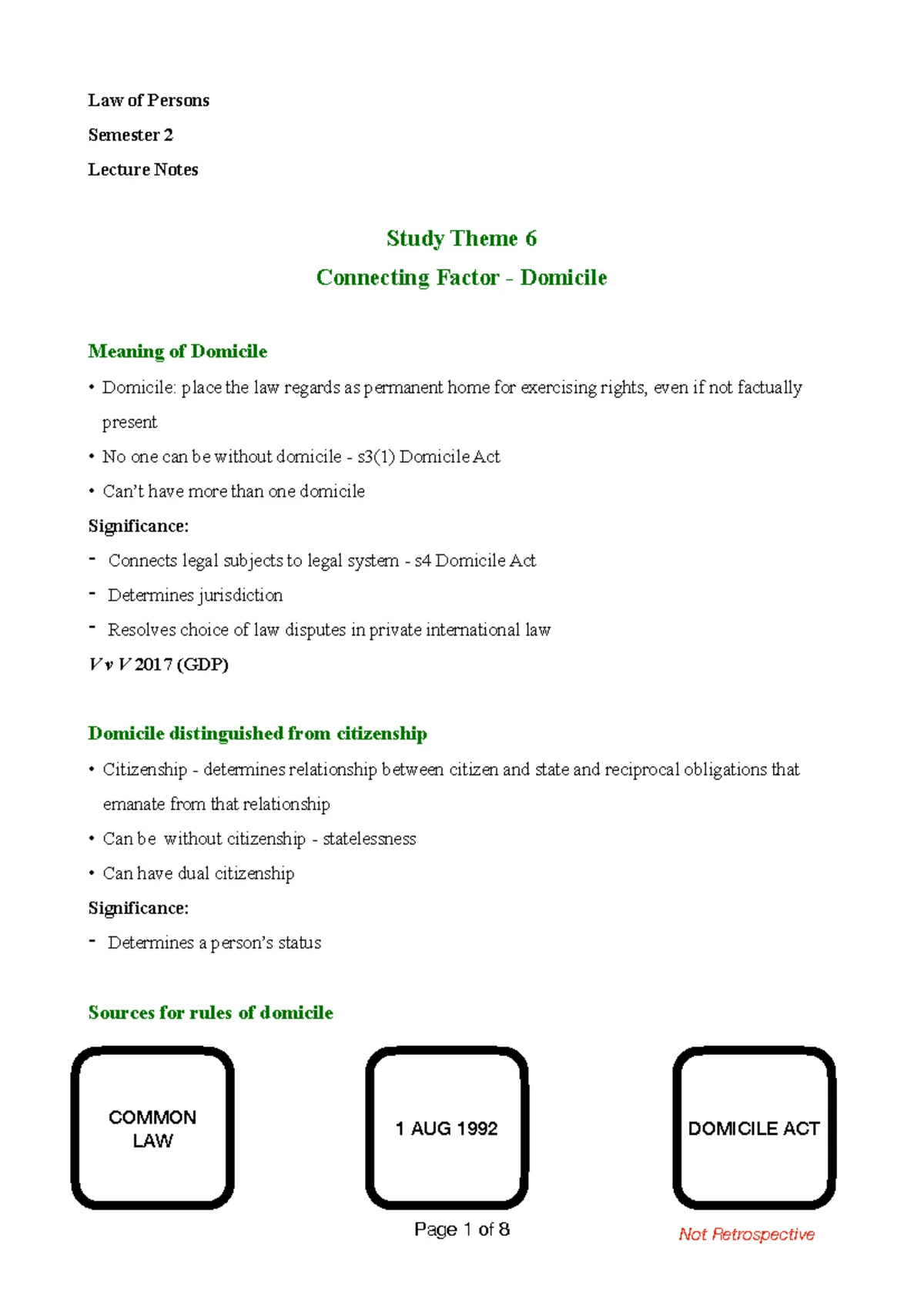 Common Law Domicile Principles: Legal Residence Explained - Studocu