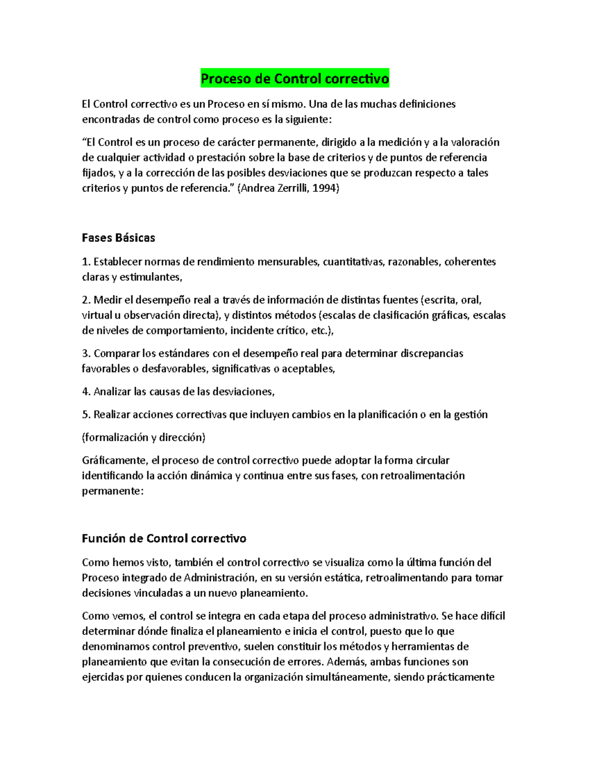 Control Correctivo: Métodos y Estrategias de Gestión Efectiva - Studocu