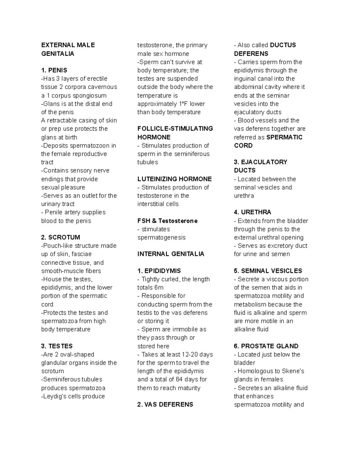 Reproductive System PART2: Male Genitalia Overview and Functions - Studocu