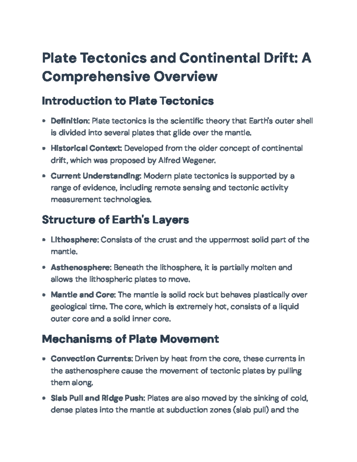 Plate Tectonics and Continental Drift: Comprehensive Overview (GEOL101 ...