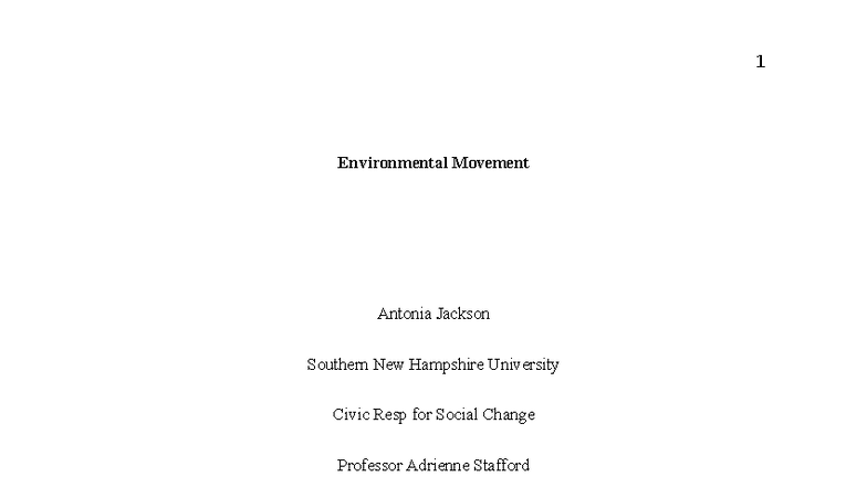Social Movement Project Proposal: The Environmental Movement (CIVIC 101 ...