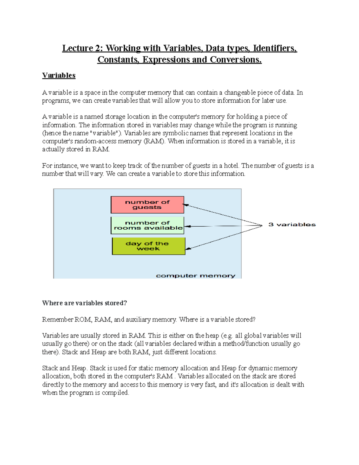 Lecture 2: Working with Variables, Constants & Identifiers in Java ...