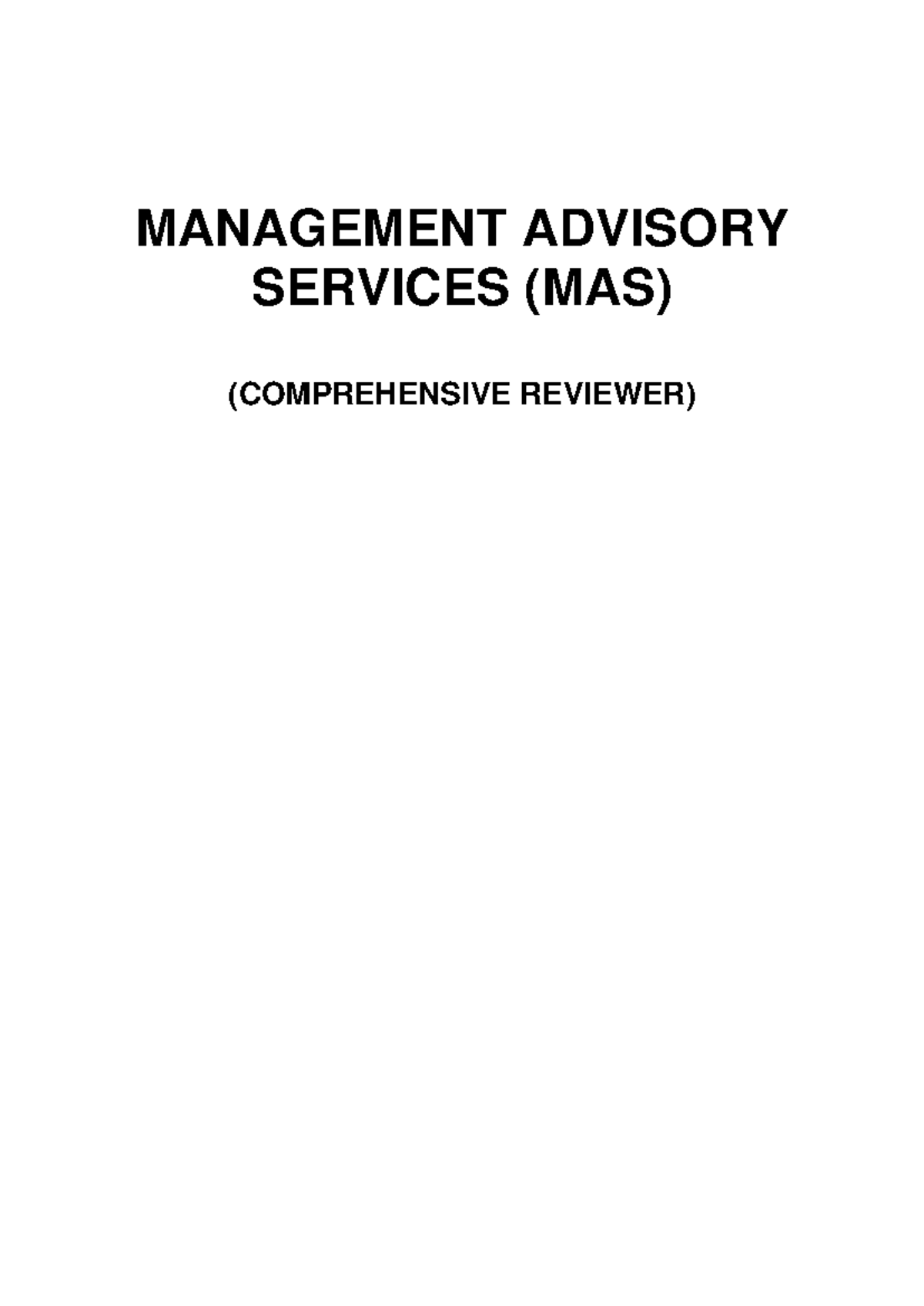 MAS-Integrated-Reviewer on Management Advisory Services (Final Exam ...