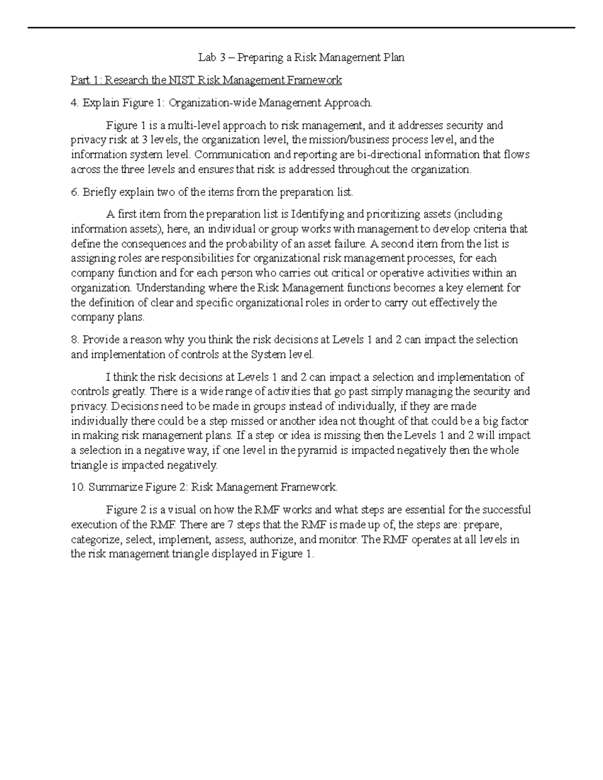 Lab 3 - Lecture Notes on NIST Risk Management Framework - Studocu