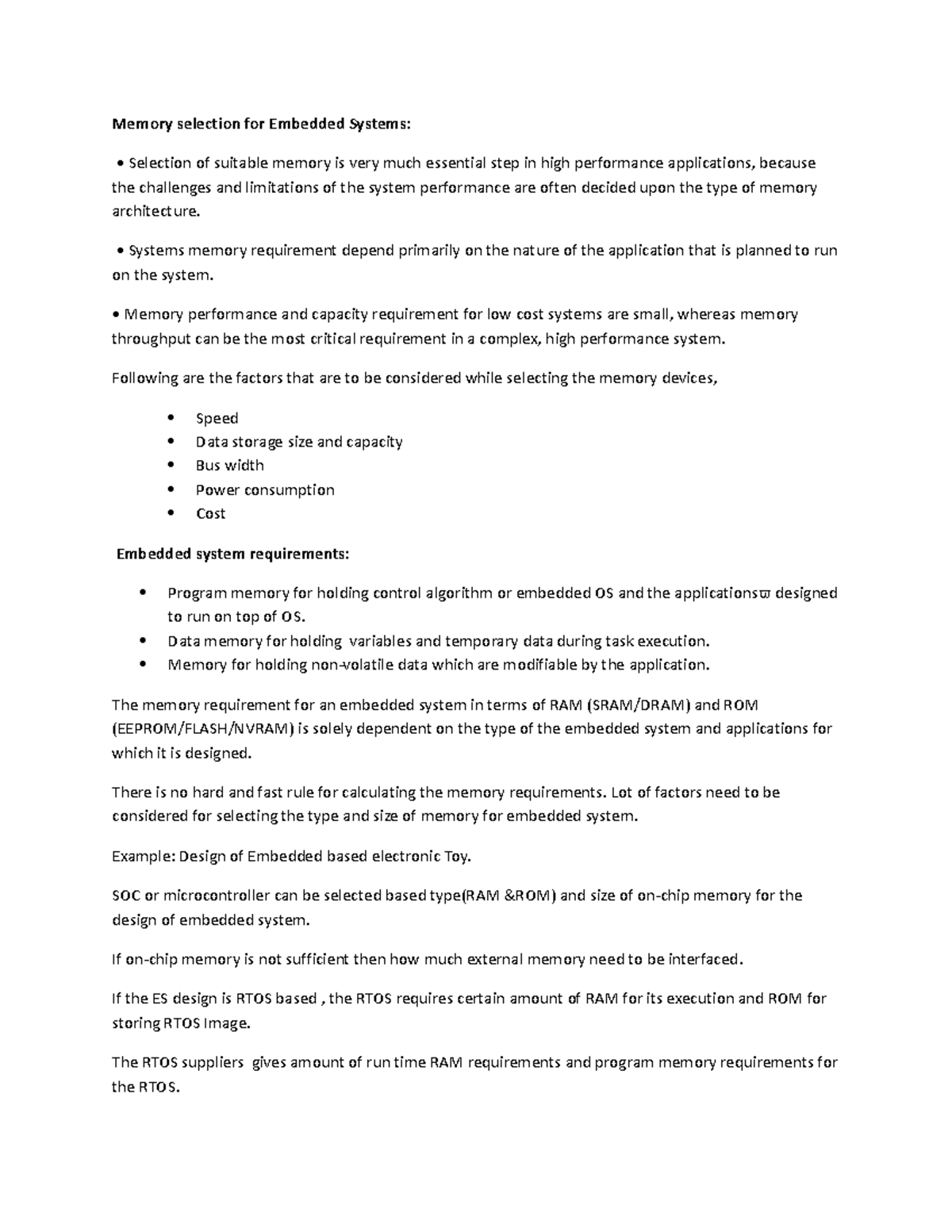 Unit 2: Memory Selection for Embedded Systems in High-Performance Apps ...