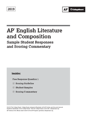 Ap13 eng lit q1 - AP lit sample essay - AP ® ENGLISH LITERATURE AND ...