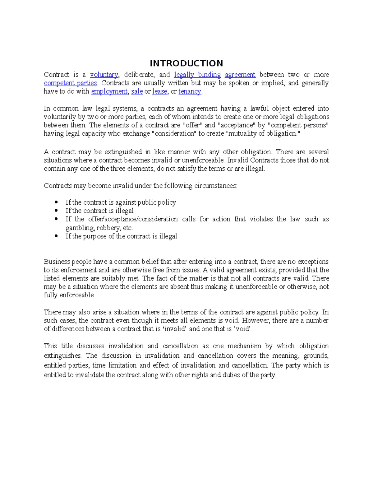 Introduction to law - Lecture notes 1 - CHAPTER ONE INTRODUCTION TO LAW ...