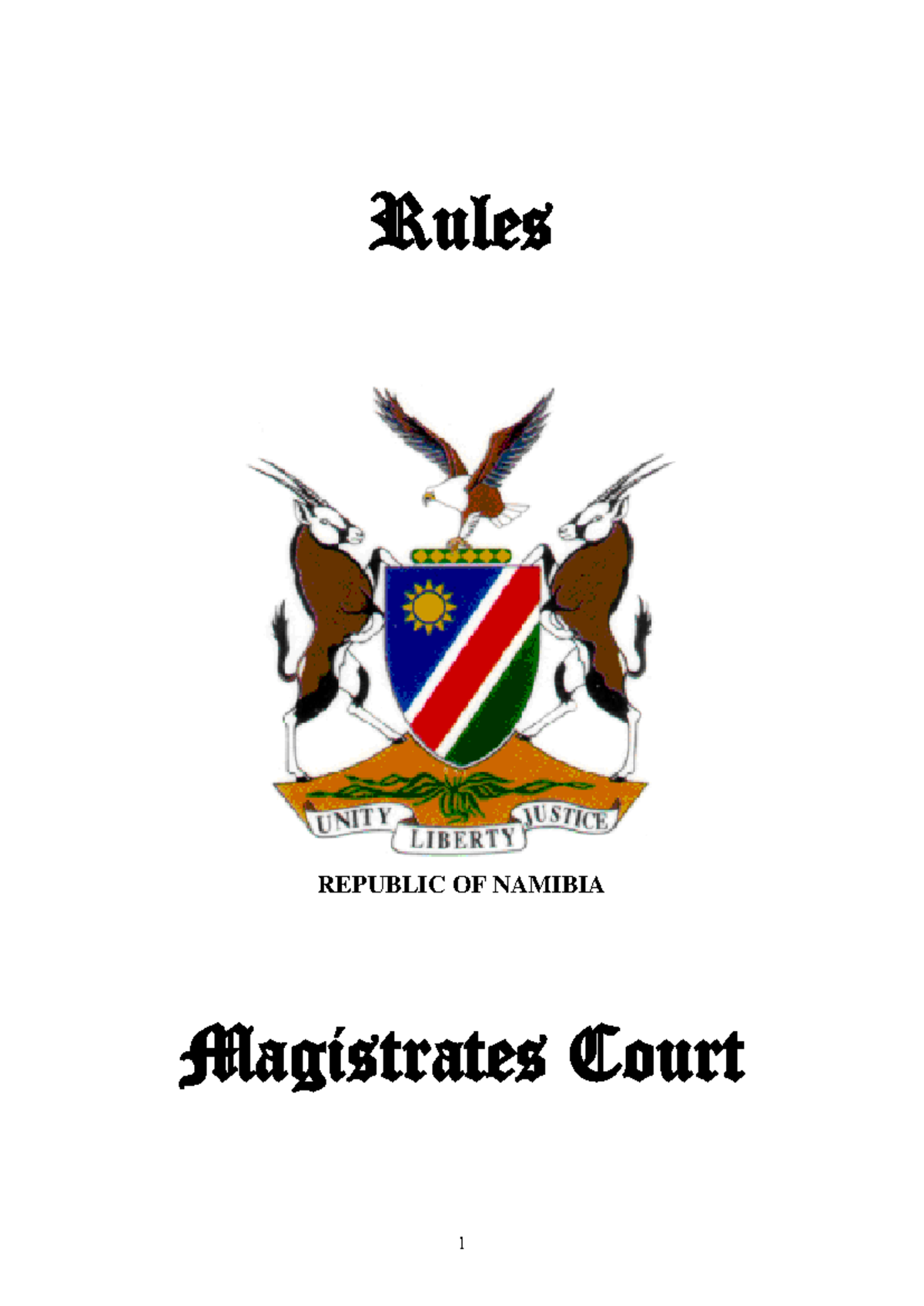 Regulations and Rules of Magistrates' Courts in Namibia - Studocu