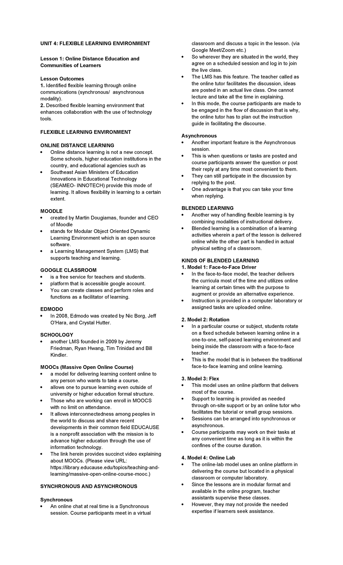 FLEX 101: Flexible Learning Environment and Online Education Tools ...