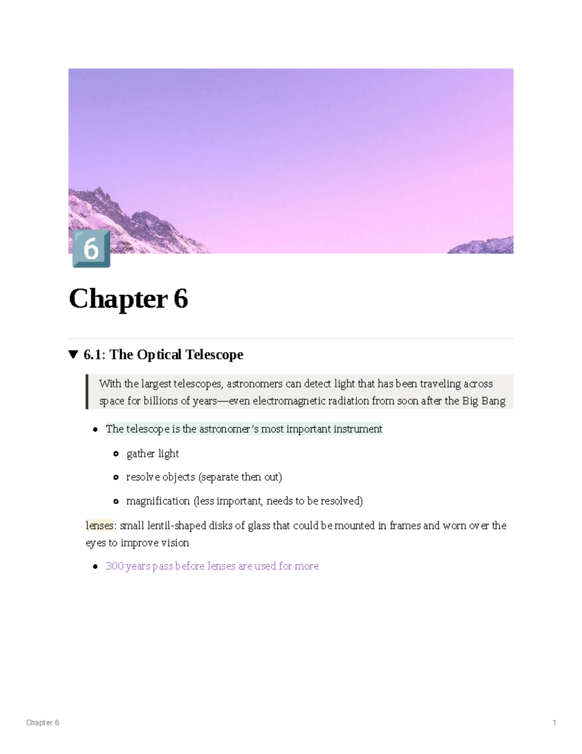 Chapter 6: Astronomical Instruments & Techniques in Astronomy - Studocu