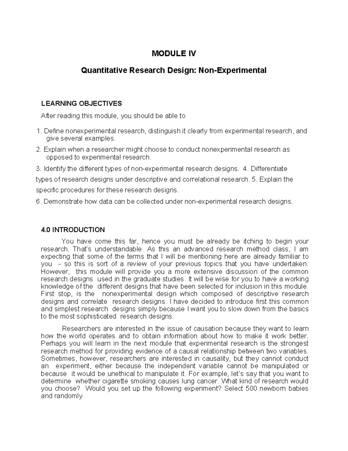 ELT 606 RESEARCH METHODS: Module IV - Quantitative Non-Experimental ...