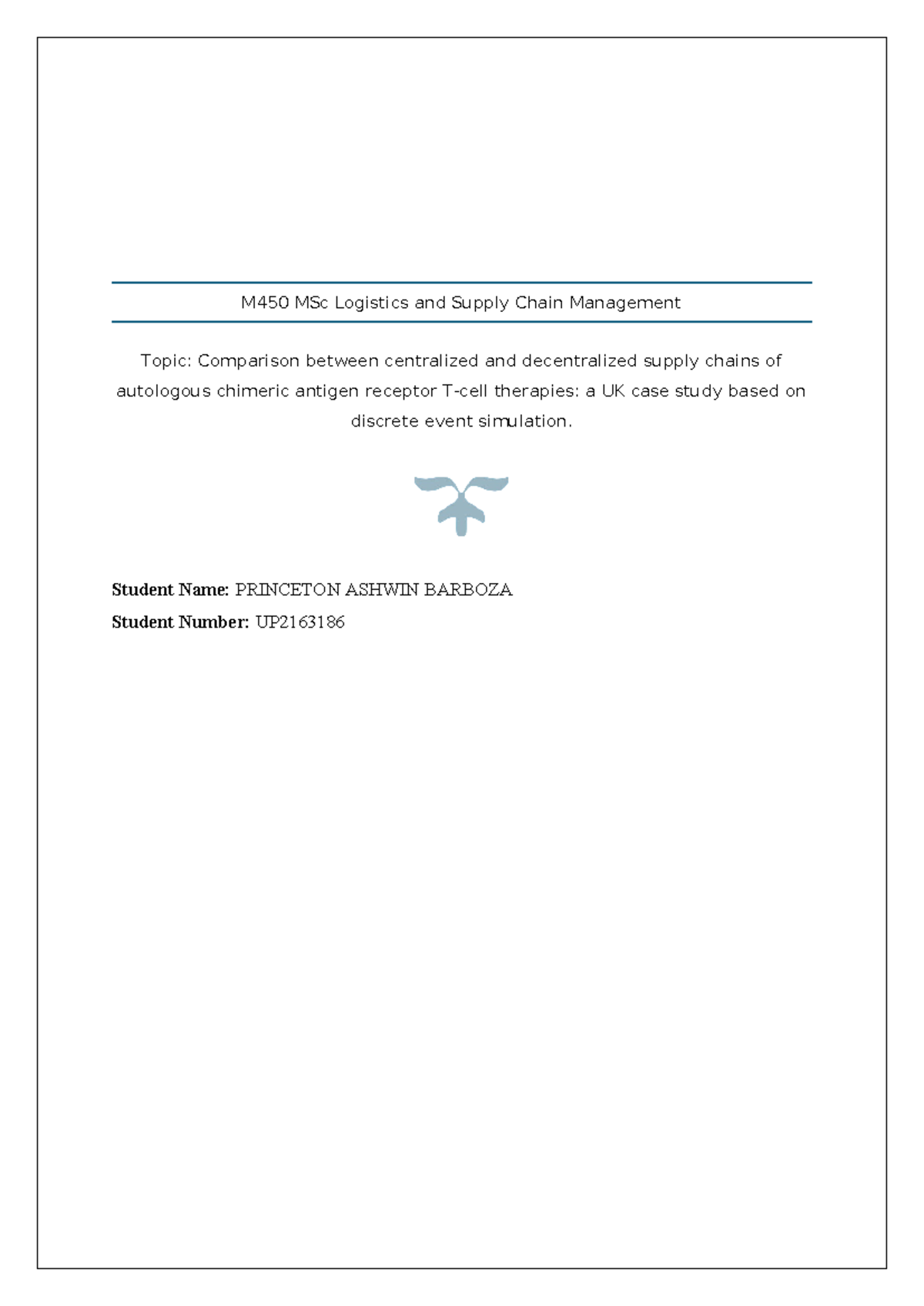 jjjjjjjjjjjjjjjjj - M450 MSc Logistics and Supply Chain Management ...