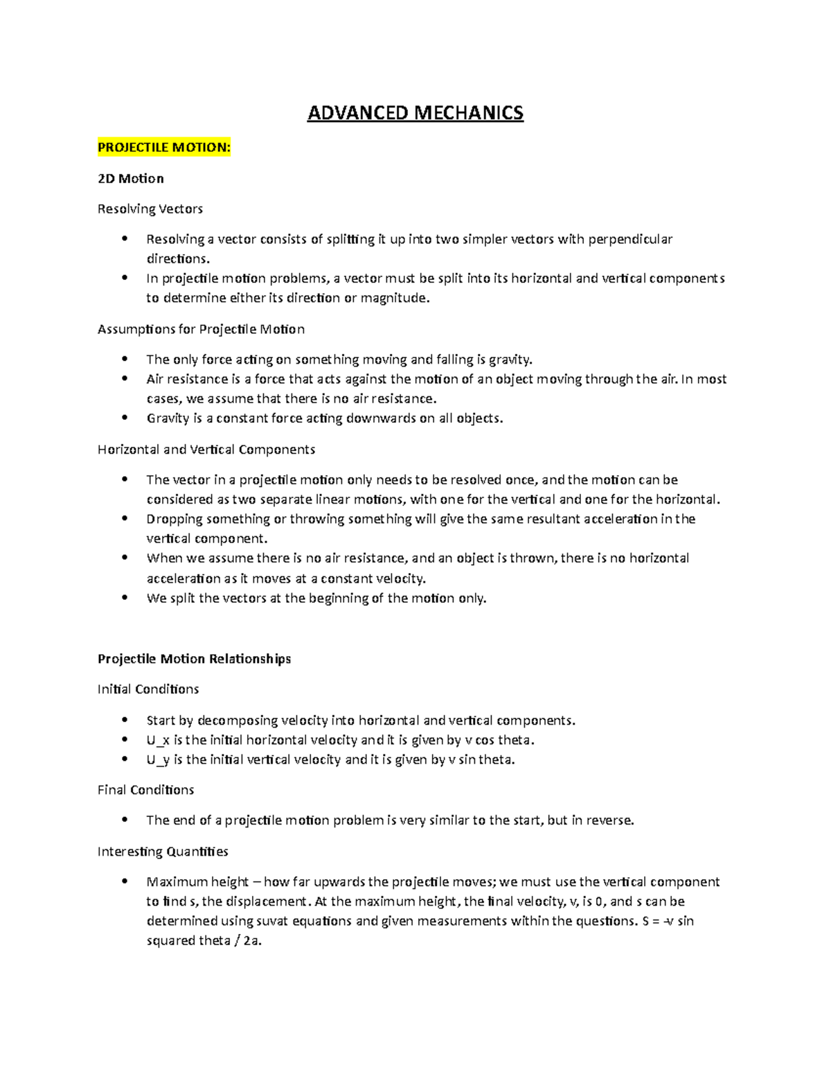 HSC Physics Module 5 Notes: Advanced Mechanics & Motion Concepts - Studocu