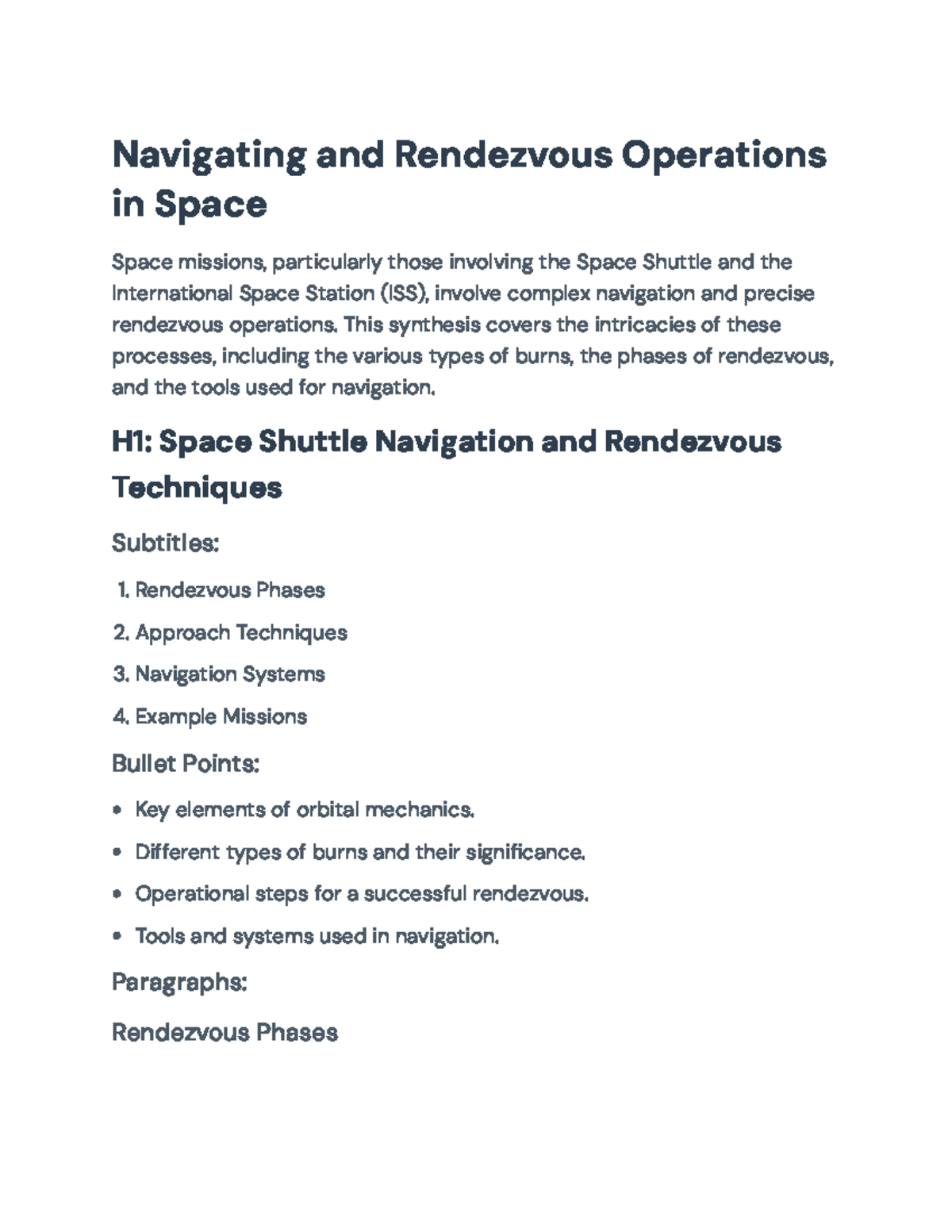Space Shuttle Navigation & Rendezvous Techniques: A Comprehensive ...