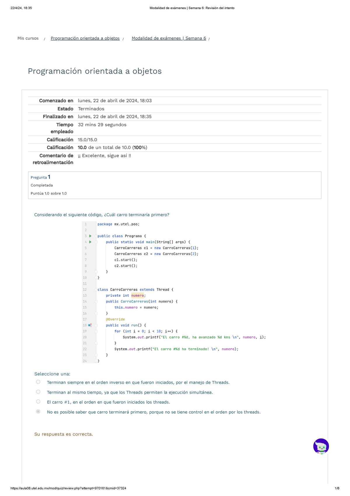 Programación Orientada a Objetos - Examen Semana 6: Revisión Completa - Studocu