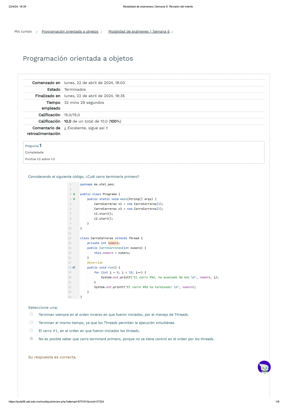 Modalidad de exámenes Semana 2 Revisión del intento - Programación ...