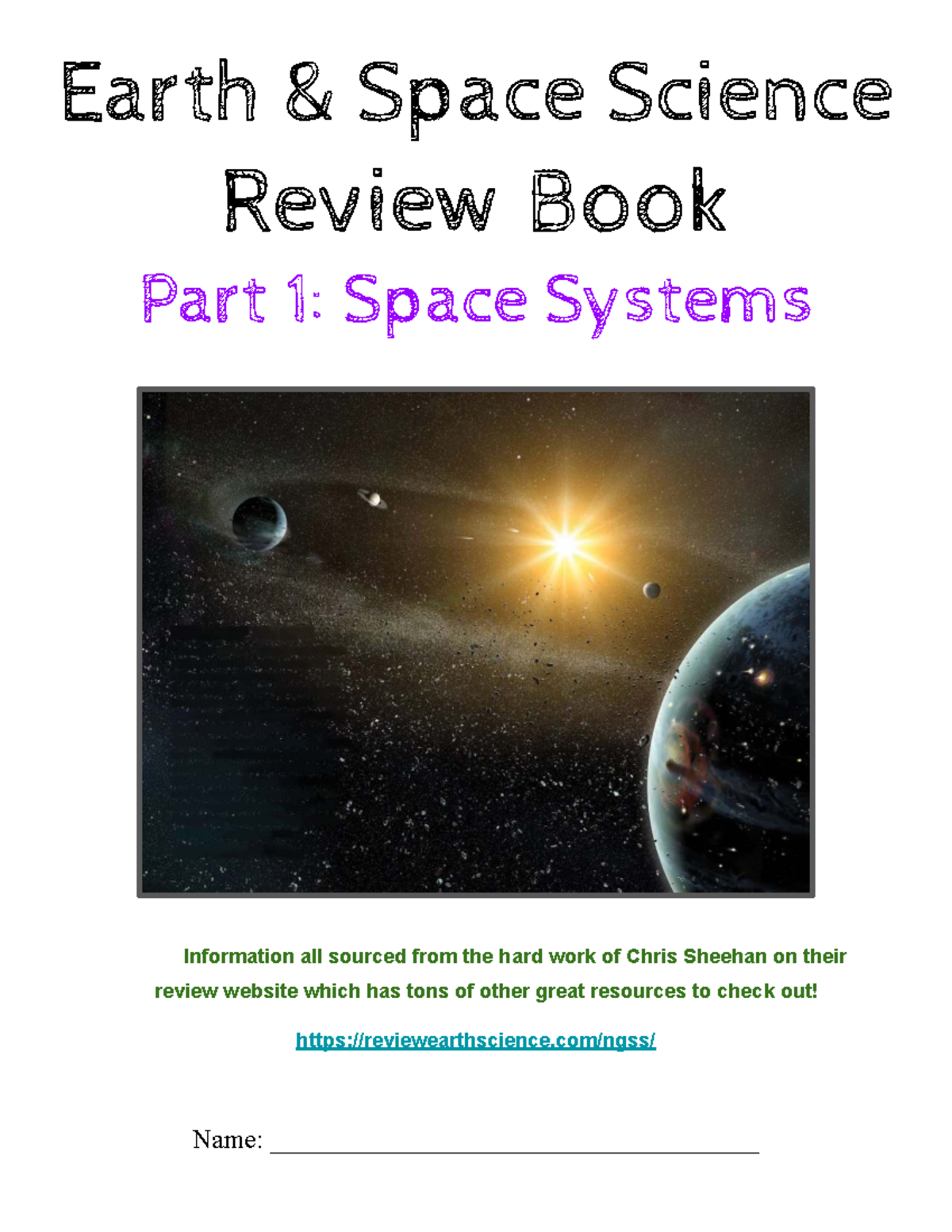 HS-ESS1 Earth & Space Science Review: Sun, Stars, and Cosmic Events ...