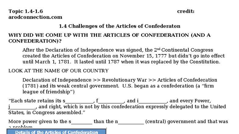 Challenges of the Articles of Confederation: A Historical Overview ...