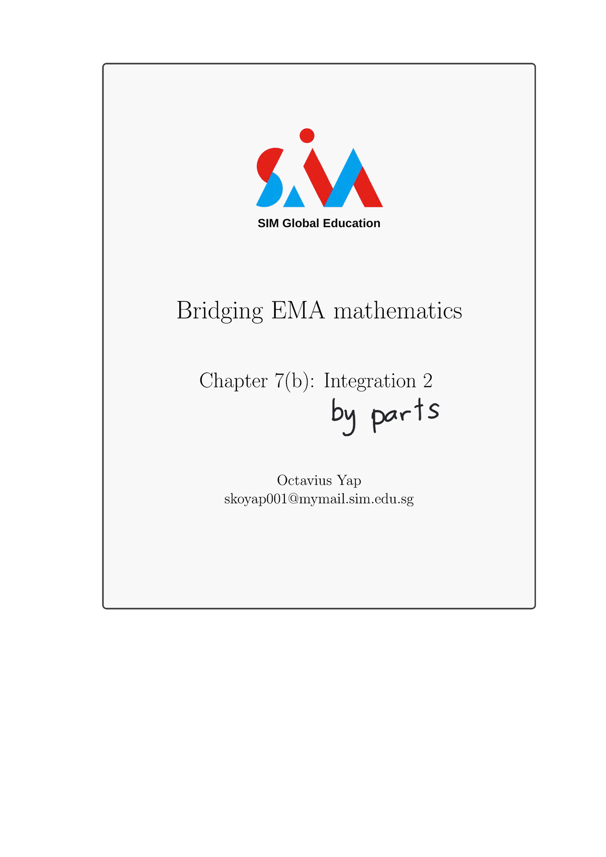 Bridging EMA Mathematics: Chapter 7(b) Integration 2 Notes - Studocu
