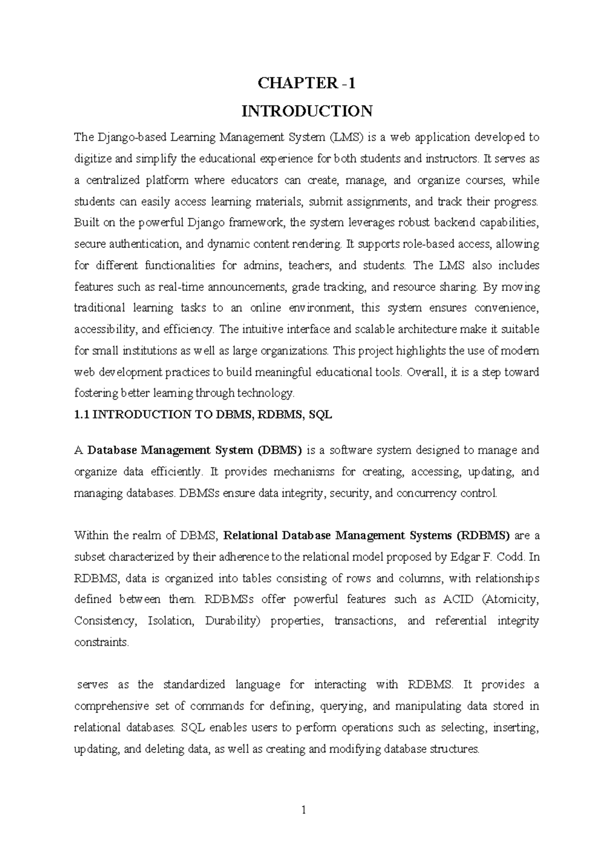 LMS project overview: Developing a learning management system using Django - Studocu