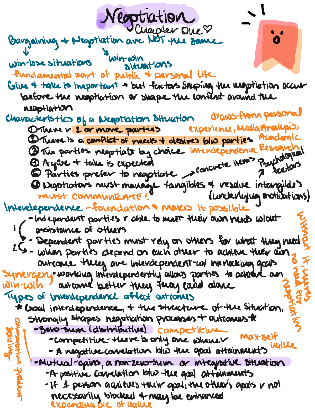Negotiation 1 - Textbook & Lecture Notes on Key Concepts and ...