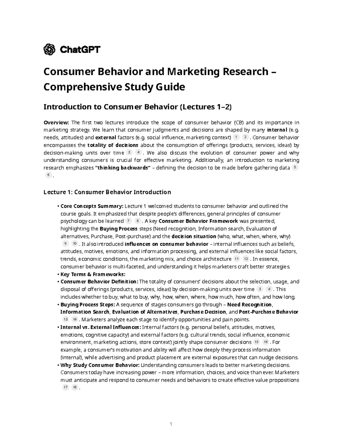 Consumer Behavior & Marketing Research: Comprehensive Study Guide - Studocu