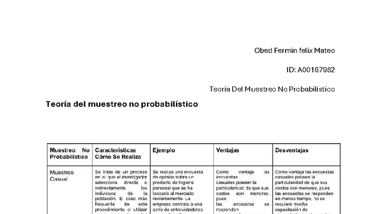 Document 9 - Estadistica - estadística 2 - Obed Fermin felix Mateo ID ...