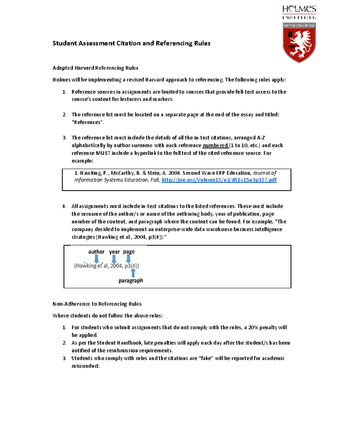 Referencing Guide - Student Assessment Citation and Referencing Rules ...