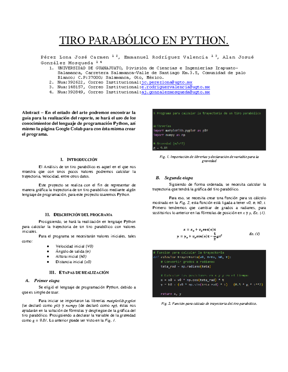TIRO PARABÓLICO EN PYTHON: Análisis y Gráficas de Trayectoria - Studocu