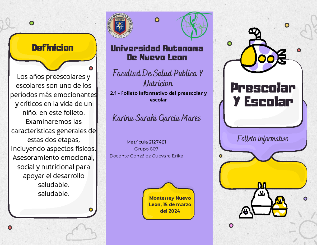 Folleto Informativo: Etapas Preescolar y Escolar - Matricula 2127481 ...