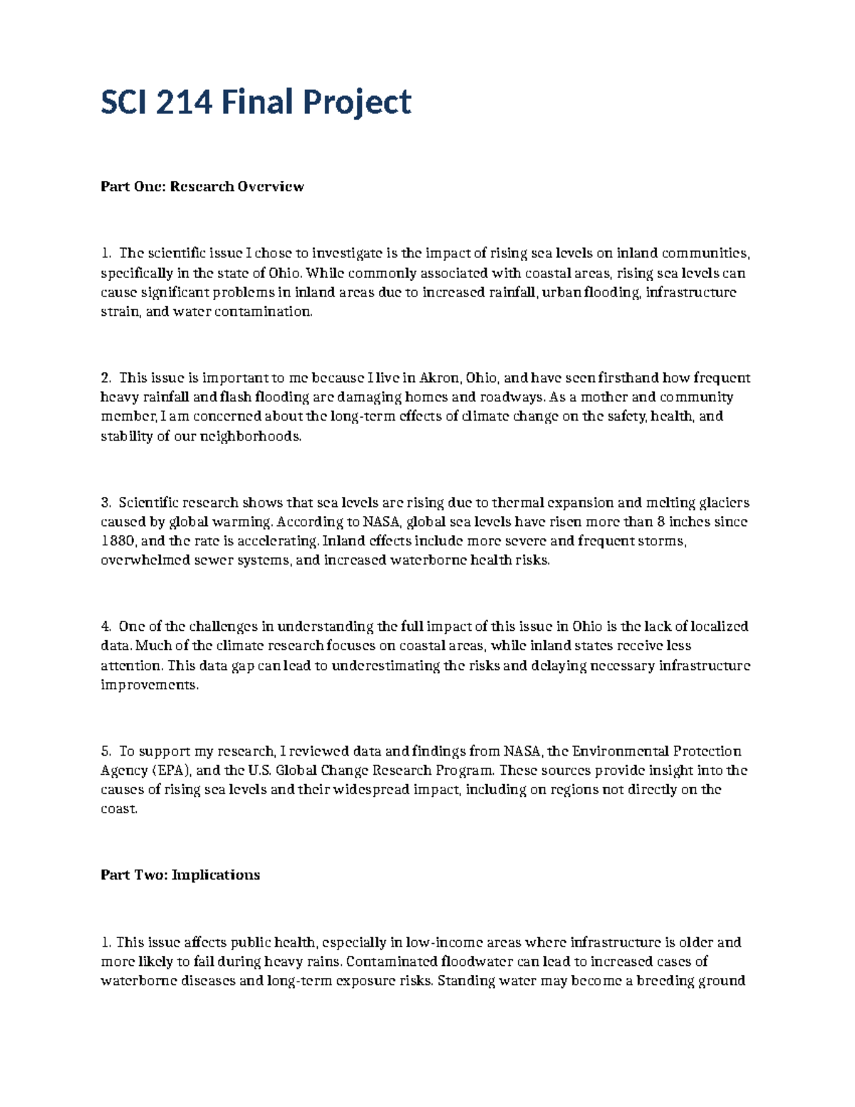 SCI 214 Final Project: Rising Sea Levels' Impact on Ohio Communities ...