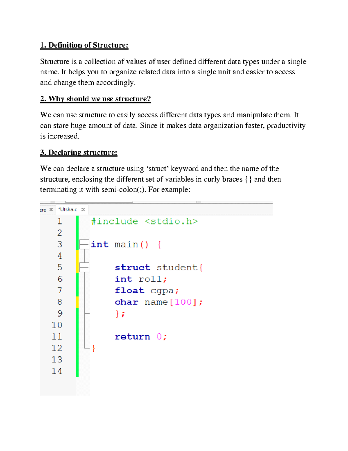 Cse assignment - Definition of Structure: Structure is a collection of ...