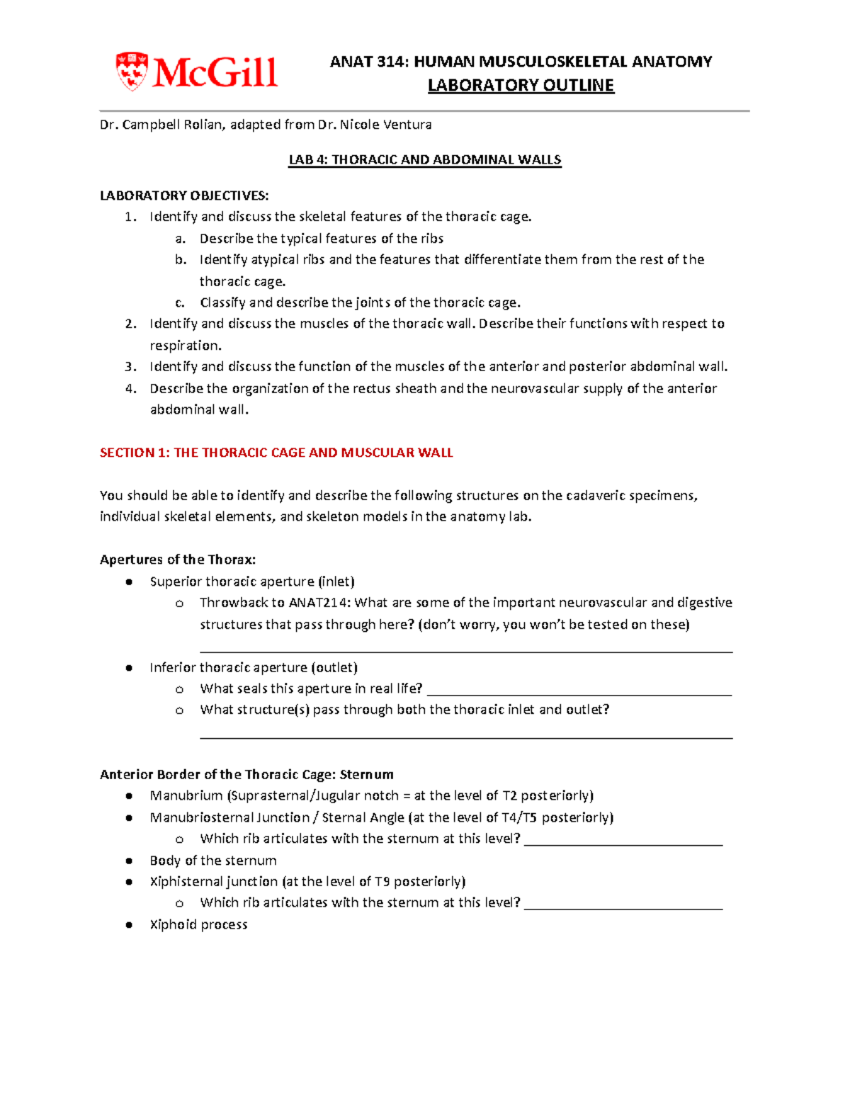 ANAT314 W25 Lab 4 - Thoracic and Abominal Walls - ANAT 314: HUMAN ...