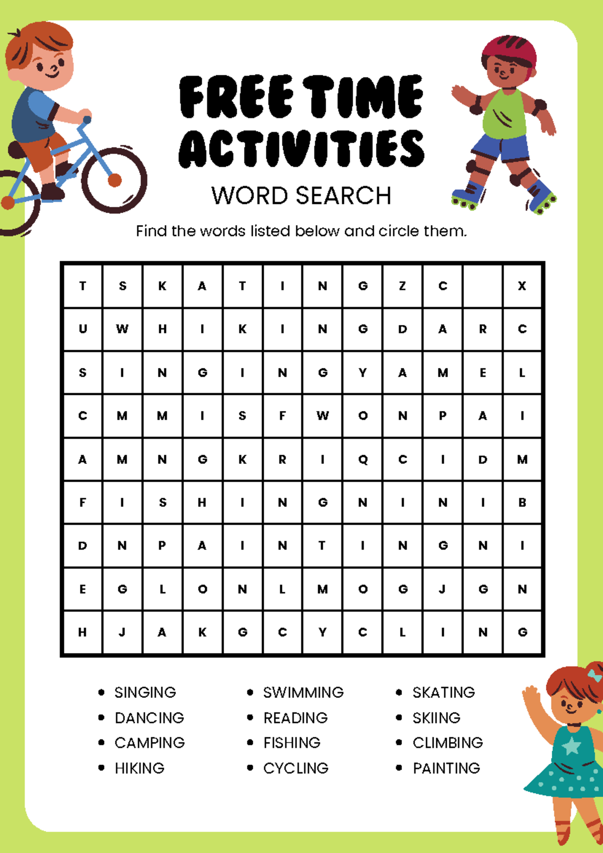 FREE TIME ACTIVITIES WORD SEARCH: Hobbies & Interests - Studocu