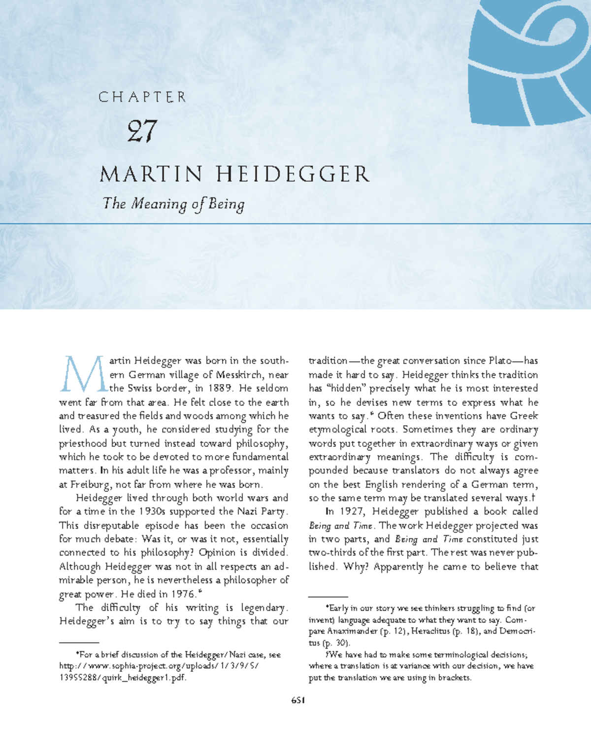 Understanding the Concept of Being in Heidegger's Philosophy (PHIL 101 ...